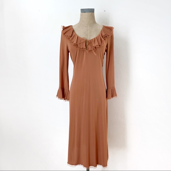 Rozae Nichols | Dresses | Rozae Nichols Ruffle Midi Dress Long Sleeve ...